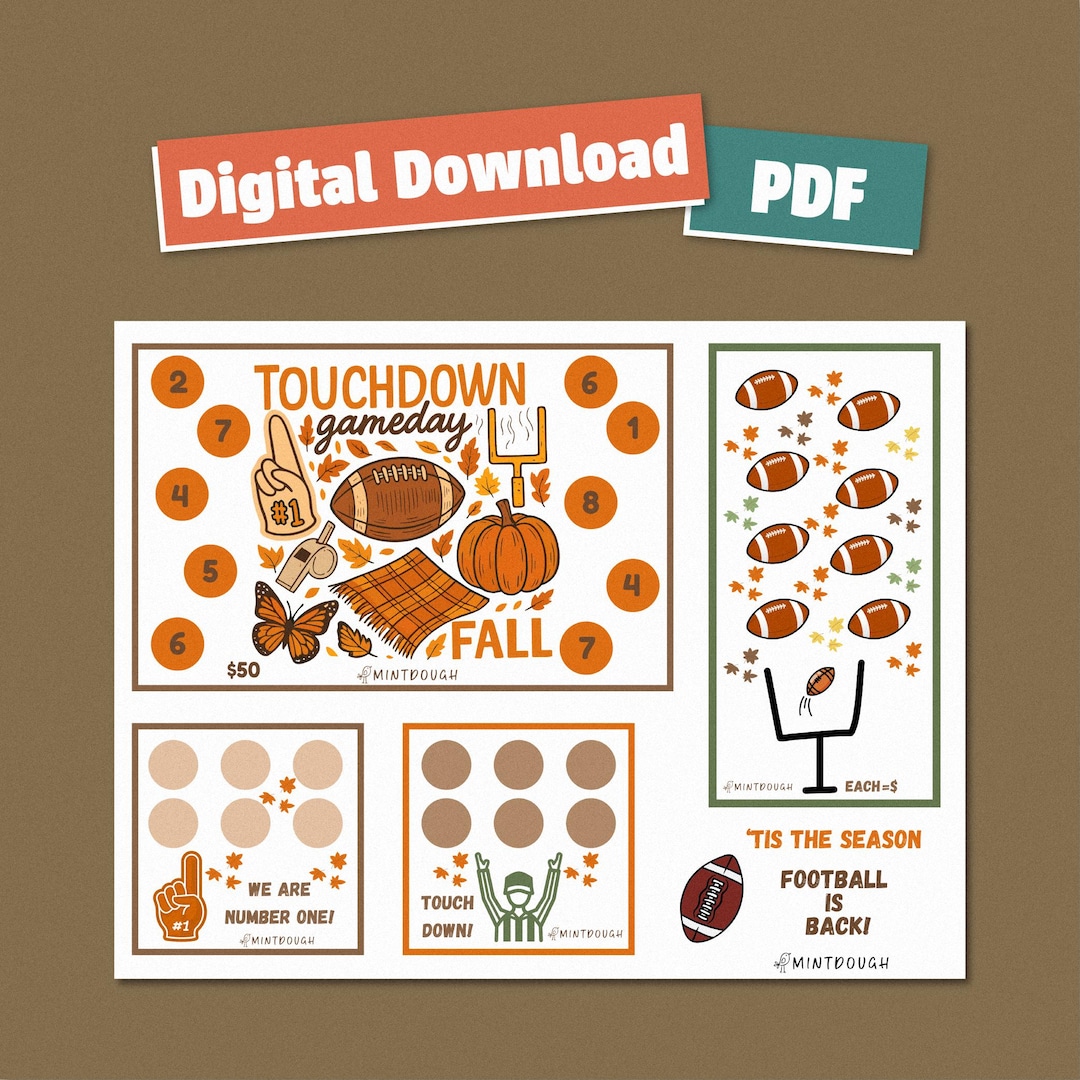 Touchdown Gameday Savings Challenge - Digital Download PDF Printable ...