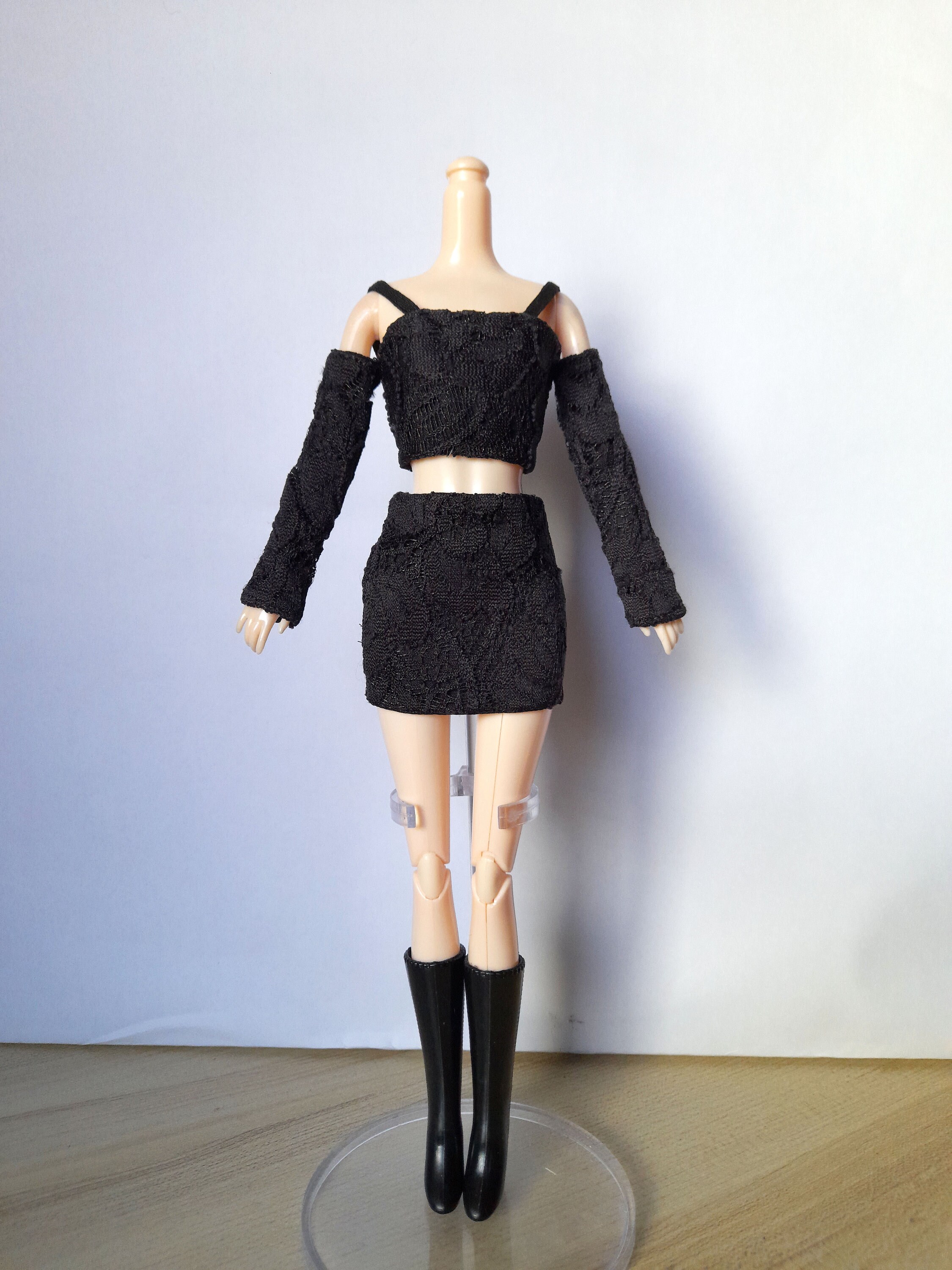 Black Lace Goth Style Doll Cloth Outfit Set, for 11.5 Inches 29 Cm ...