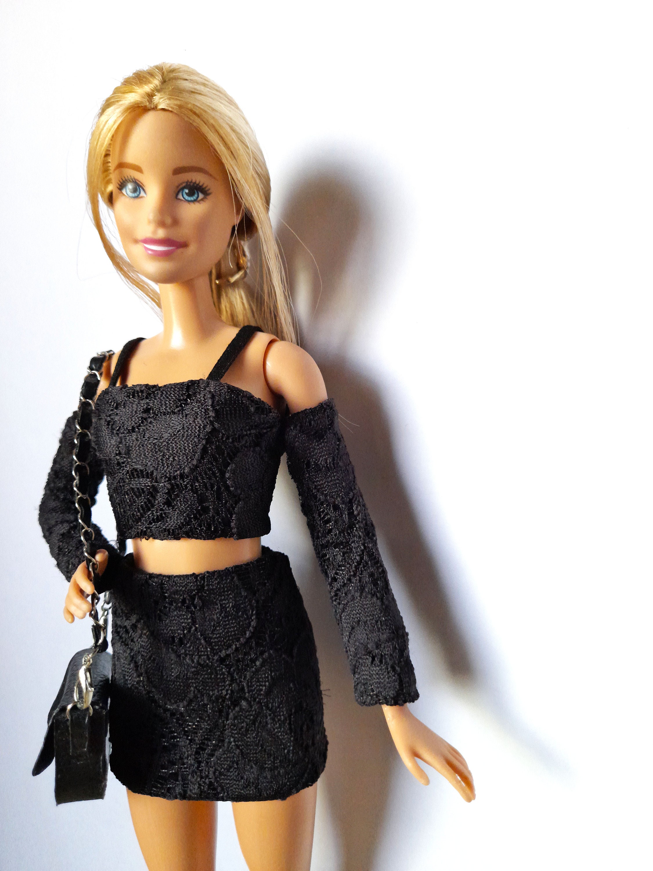 Black Lace Goth Style Doll Cloth Outfit Set, for 11.5 Inches 29 Cm ...