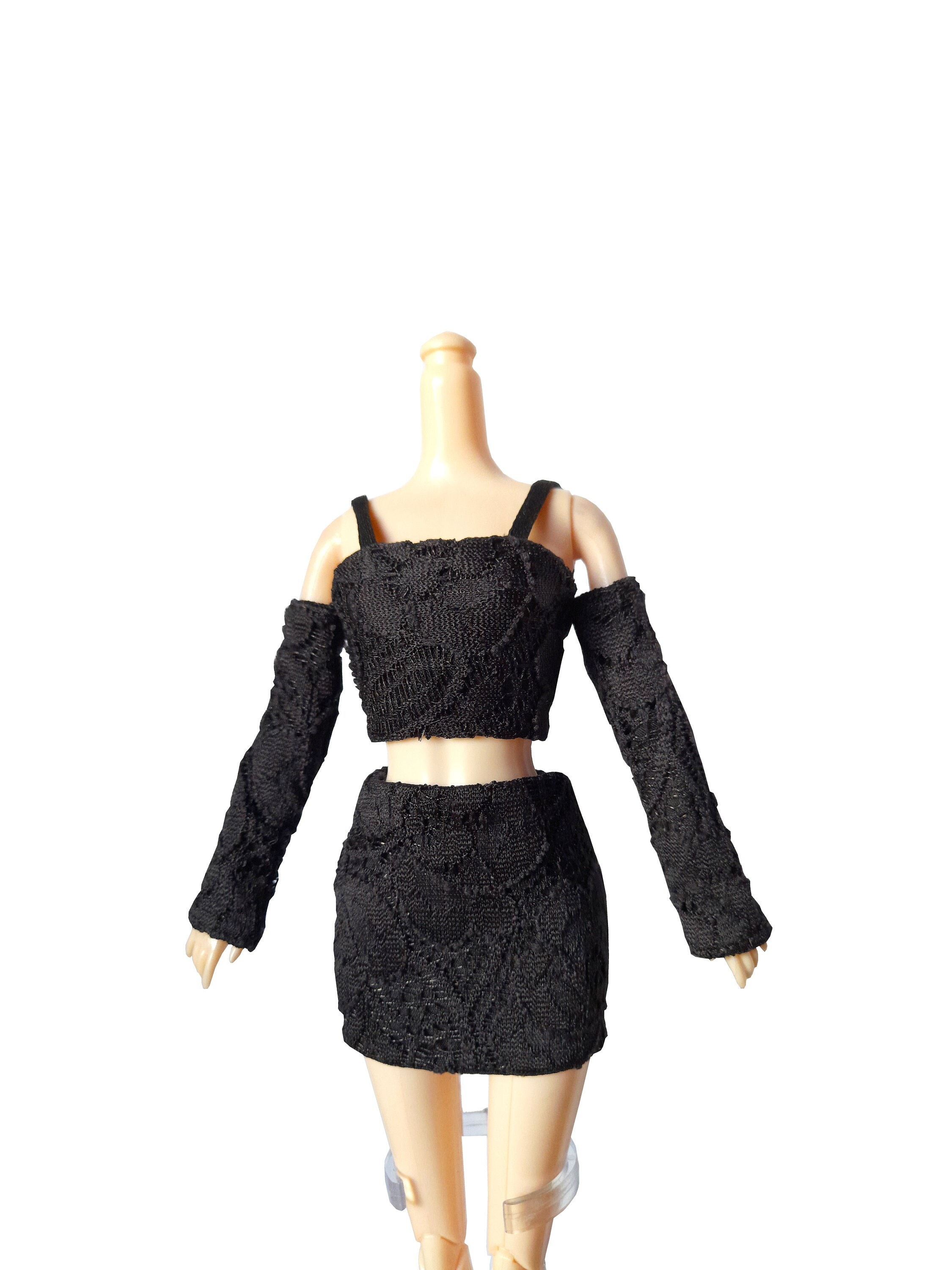 Black Lace Goth Style Doll Cloth Outfit Set, for 11.5 Inches 29 Cm ...