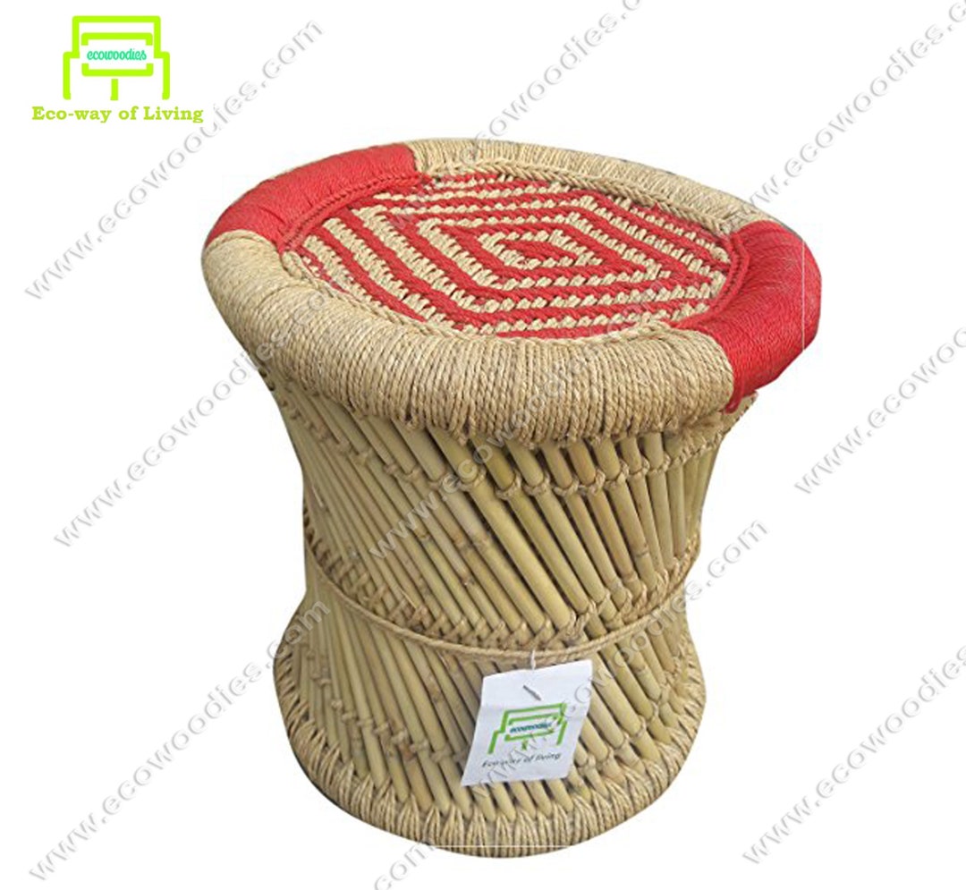 Flair Artisan-crafted Jute Ottoman Stool Coffee & Garden Bliss Indian ...