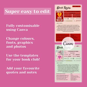 Bookish Templates Book Review Canva Template Fully Editable Template ...