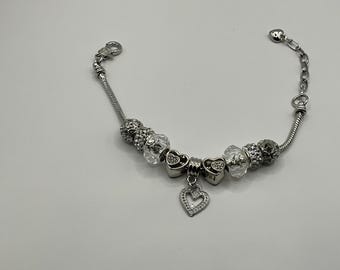 Pandora European Style Charm Bracelet, Silver Beads , Handmade, Gifts ...