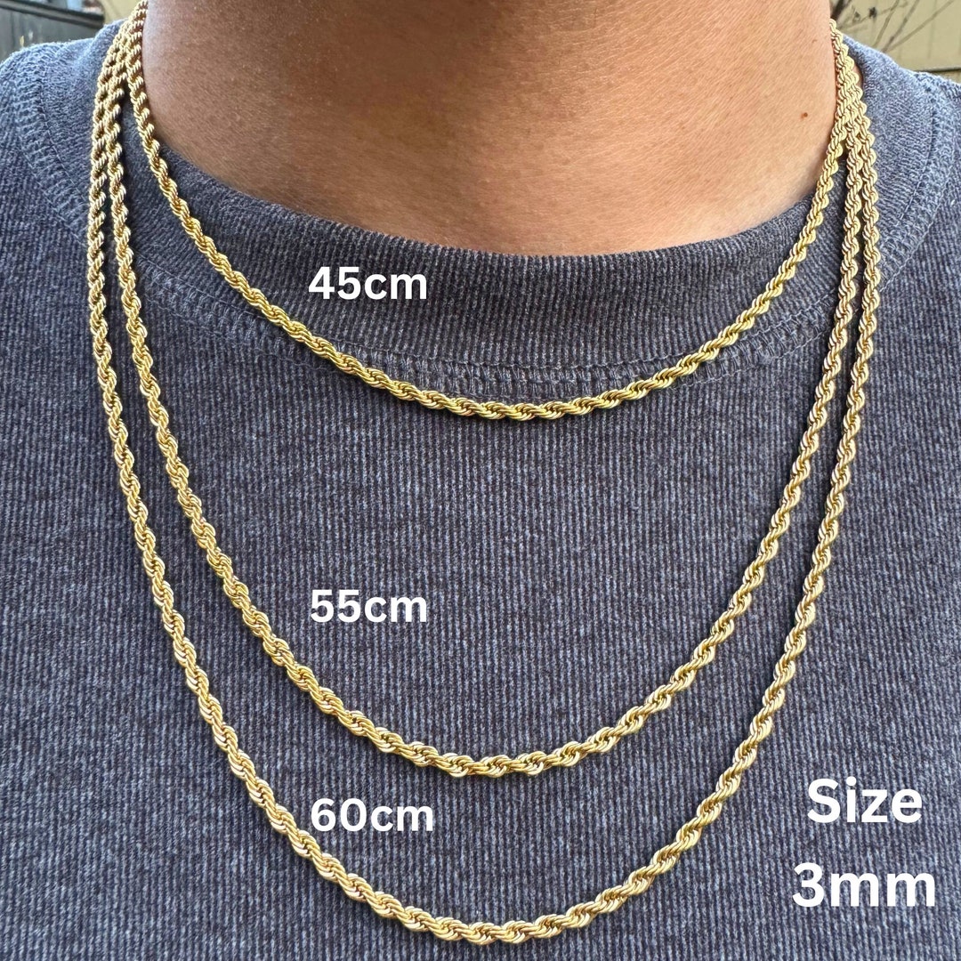 18k Gold Twist Chain and Rope Chain Necklaces, Stainless Steel Rope ...
