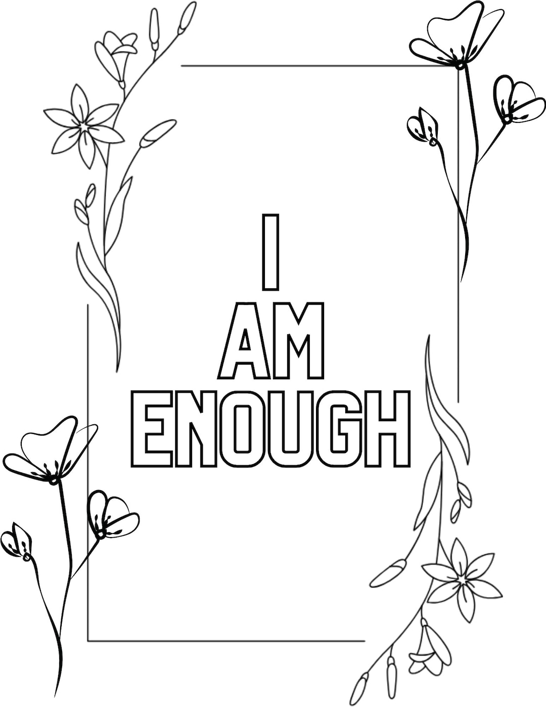 I Am Enough Coloring Page - Etsy