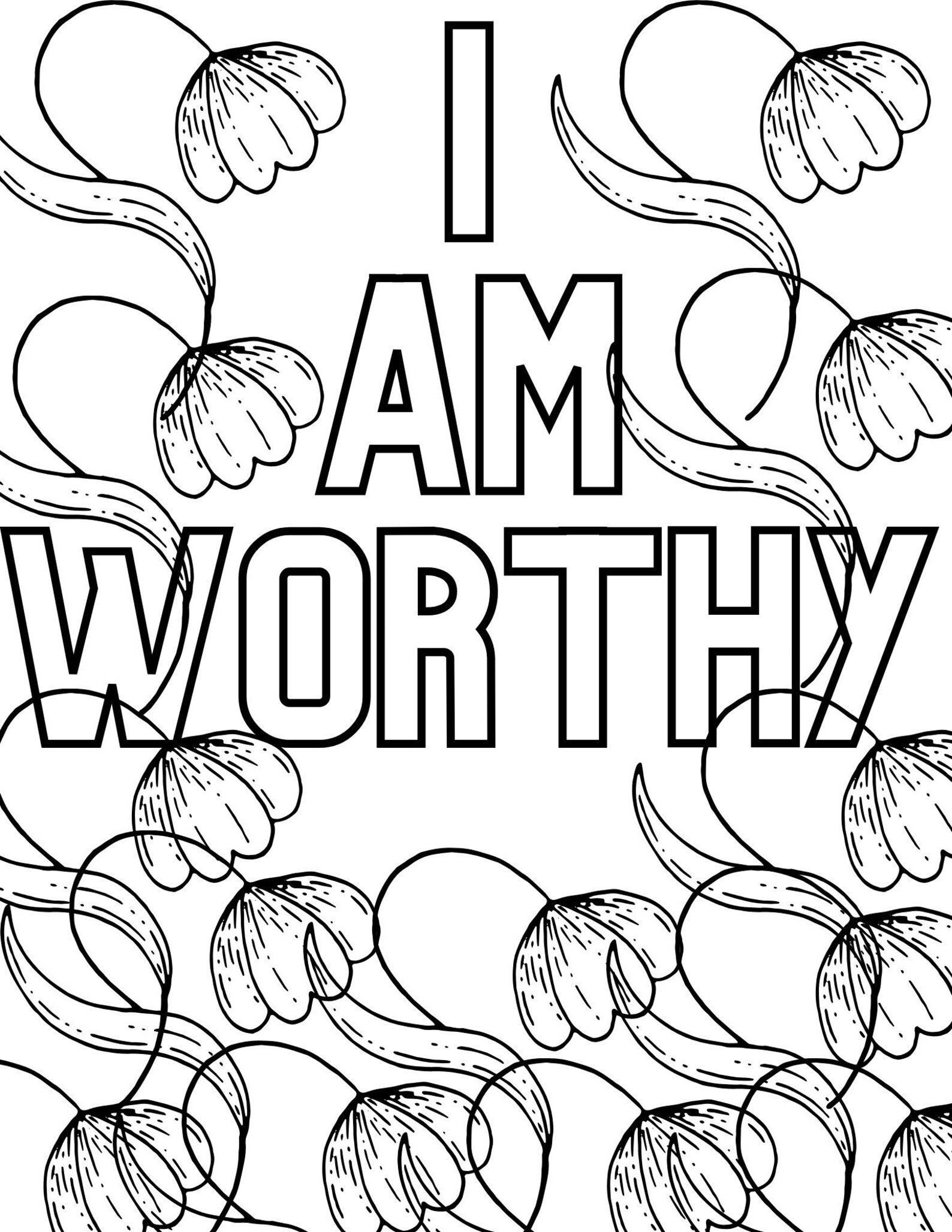 I Am Worthy Coloring Page - Etsy UK