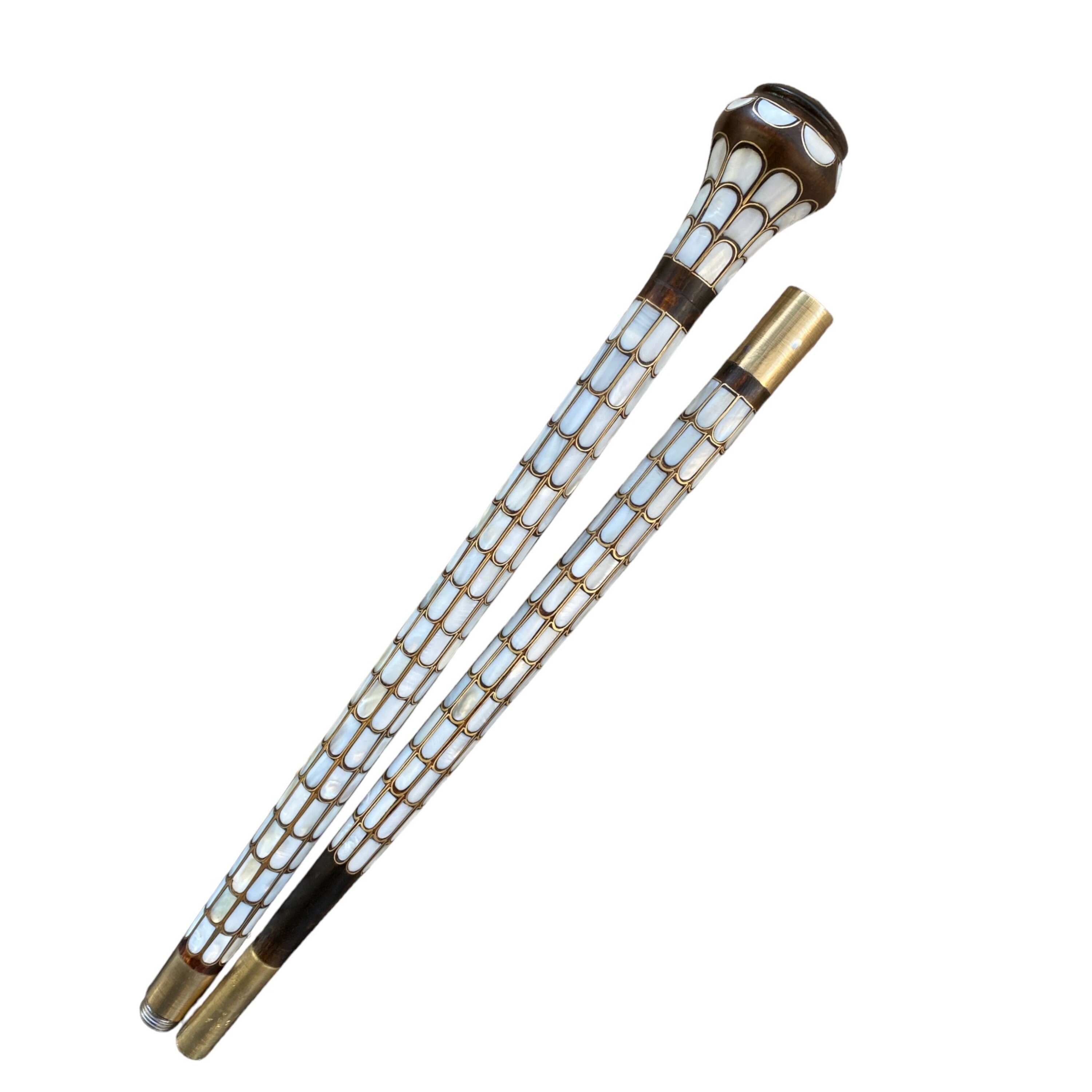 Mother of Pearl Inlaid Walnut Wood Cane Wand for Father's Day and ...