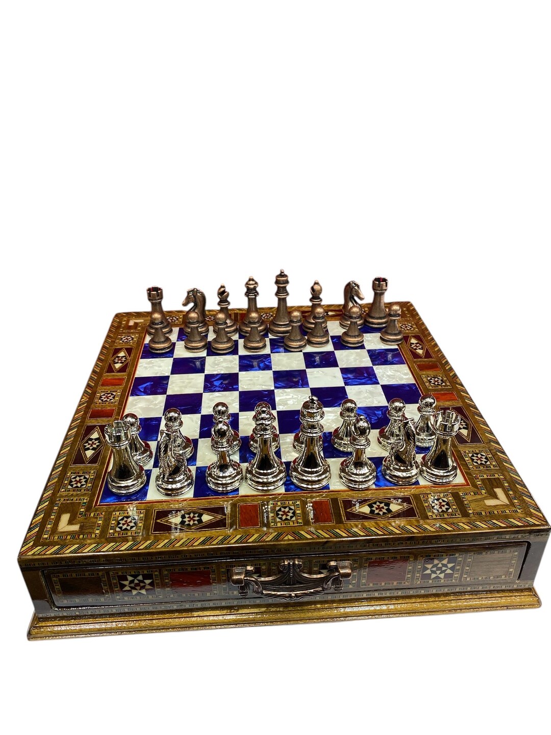 Handmade Chess Set Christmas Day Gift, Personalized Wooden Chess Board ...