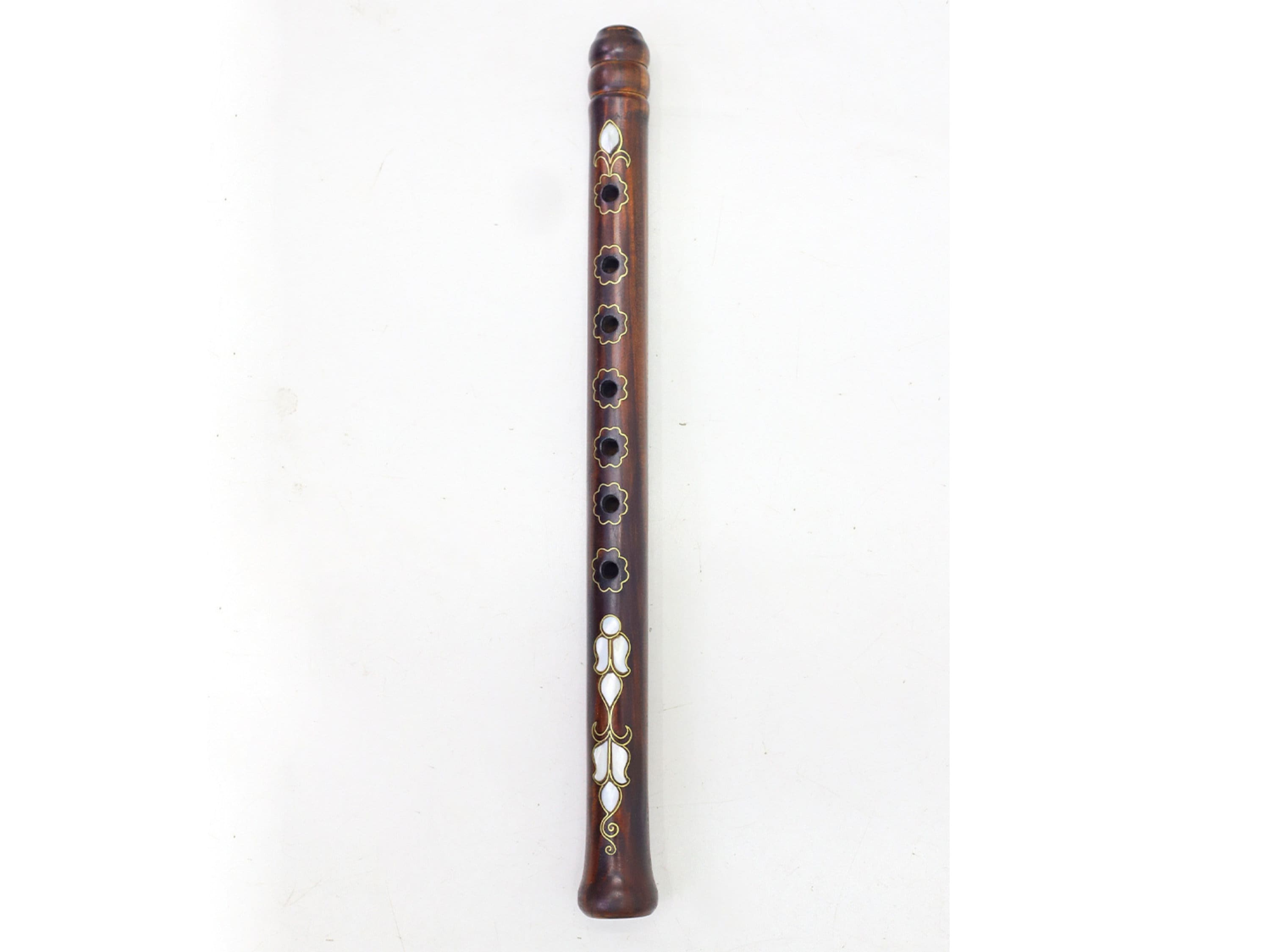 Ebony Wood Flute With Exquisite Mother of Pearl Inlay Handcrafted ...