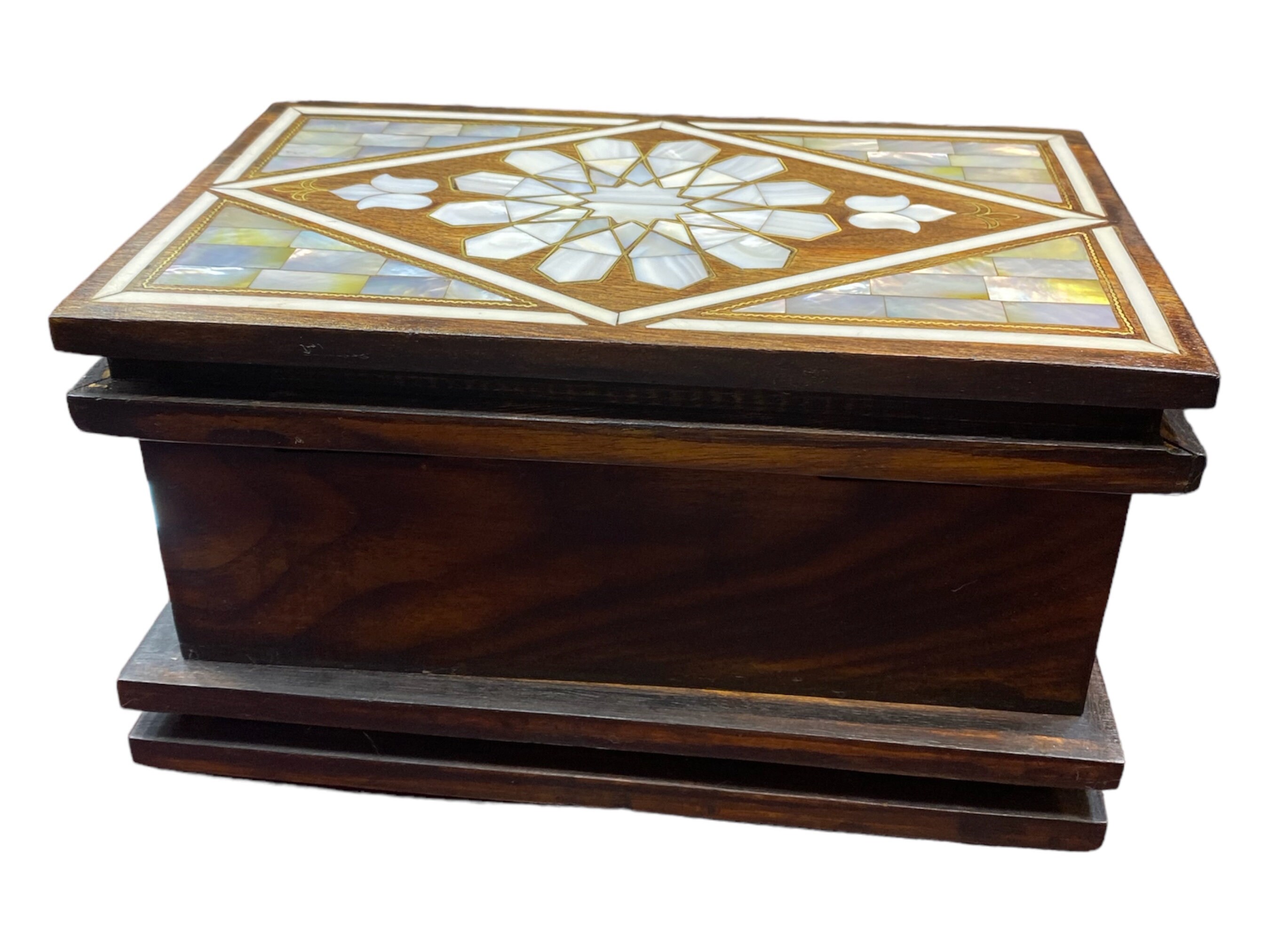 Mother of Pearl Puzzle Box, Walnut Secret Lock Box, Vintage Jewelry Box ...
