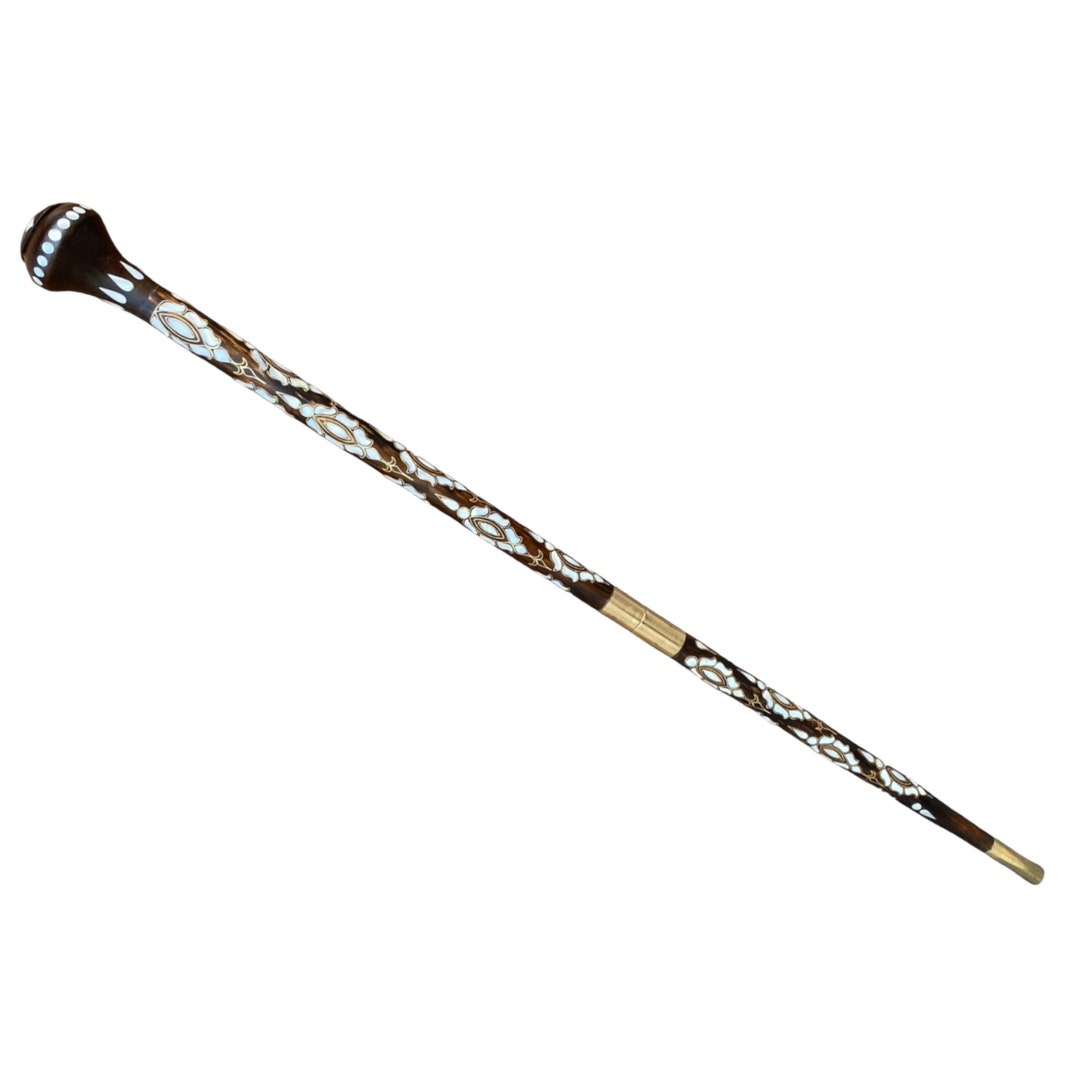 Mother of Pearl Inlaid Walnut Wood Cane Wand for Father's Day and ...