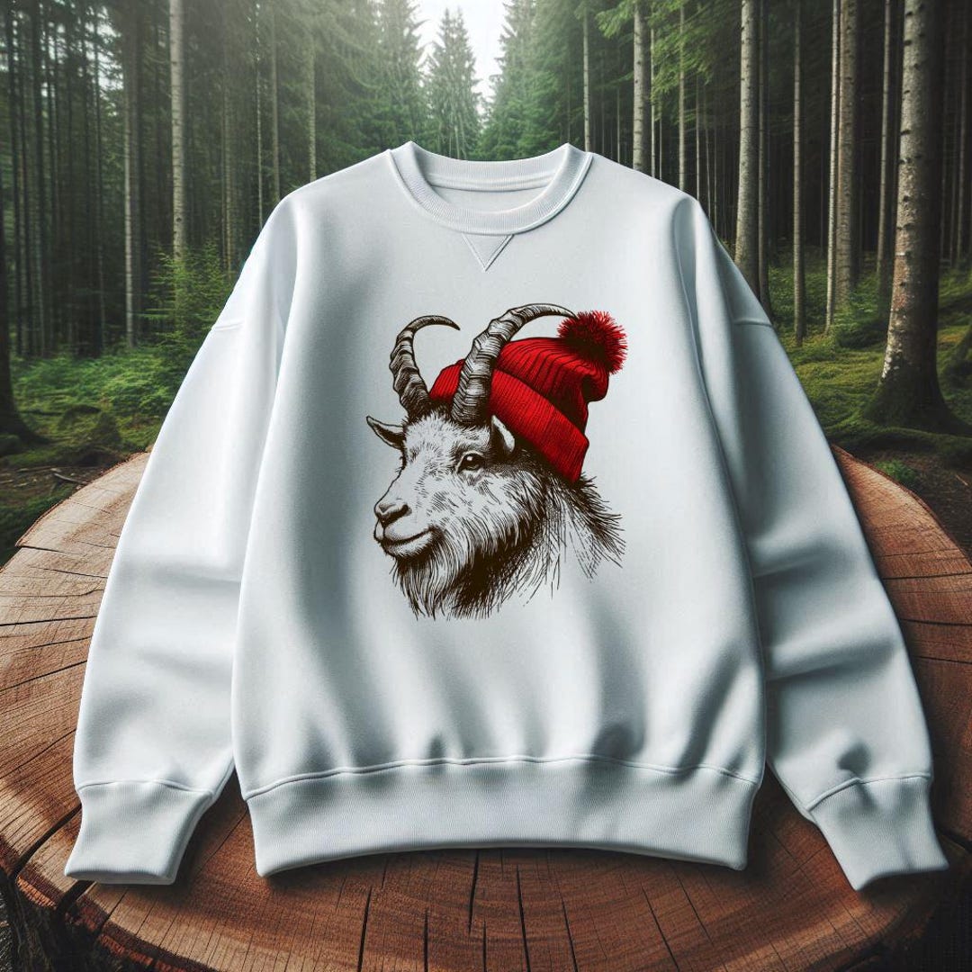 Alaskan Mountain Goat With a Winter Hat - Digital PNG - Etsy