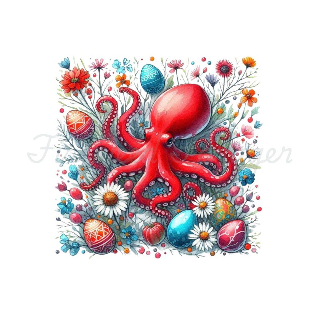 Alaskan Easter Octopus - Digital PNG - Etsy