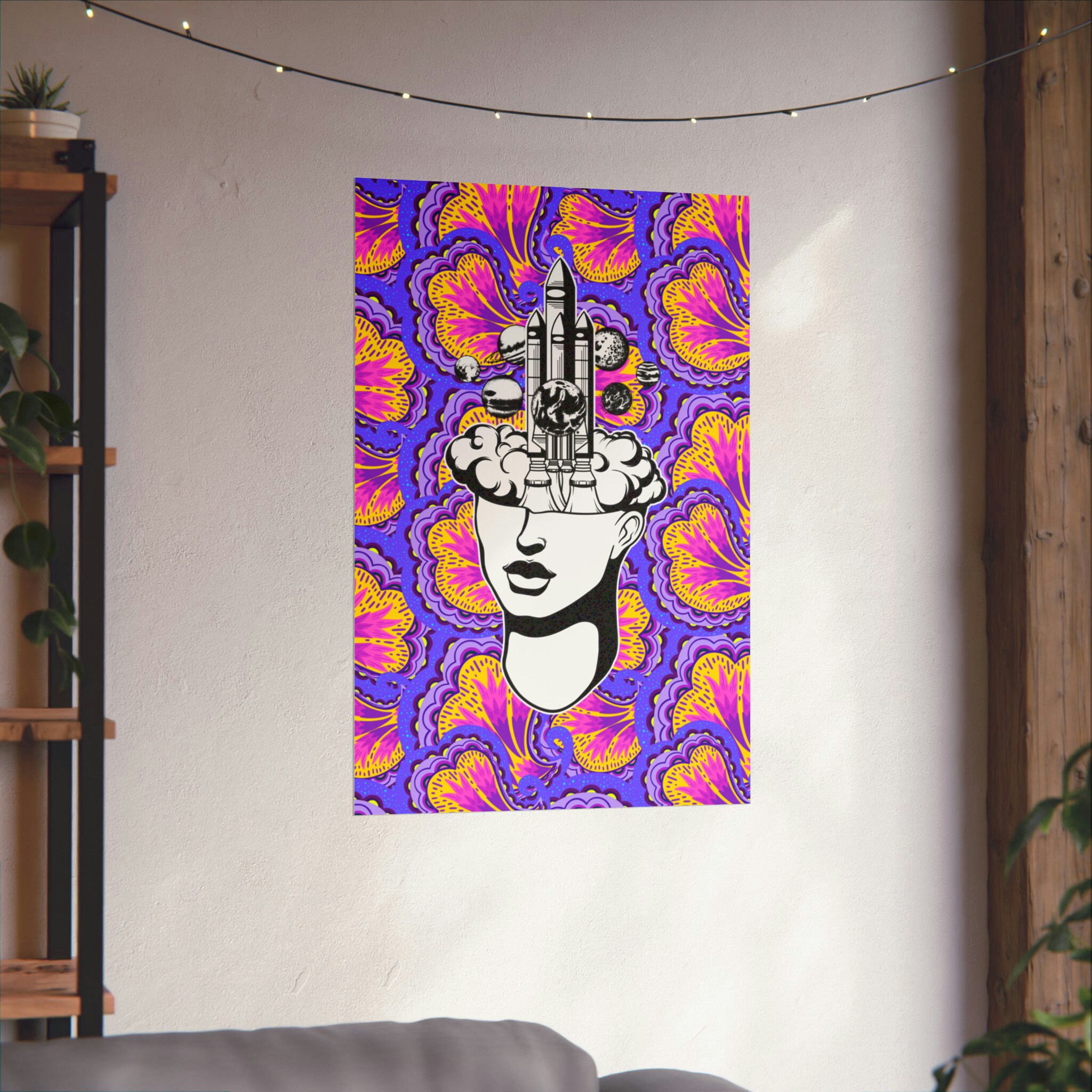 Psychedelic Spaceship Poster Psychedelic Trippy Poster Colorful Surreal Art Space Art Wall