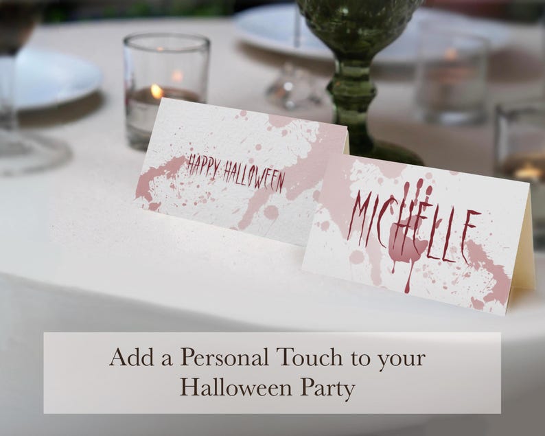 Printable Halloween Place Cards Template, Canva Custom Editable and ...
