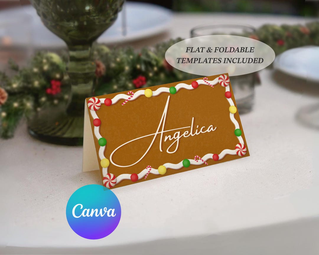 Printable Christmas Place Cards Template, Canva Custom Editable Digital ...