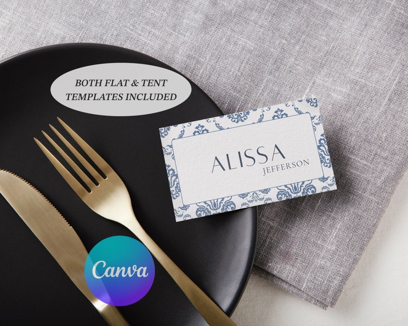 Printable Place Cards, Canva Template Custom Editable, Digital Instant ...