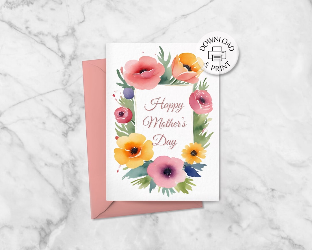 Printable Mothers Day Card Instant Download Elegant Digital Mothers Day ...