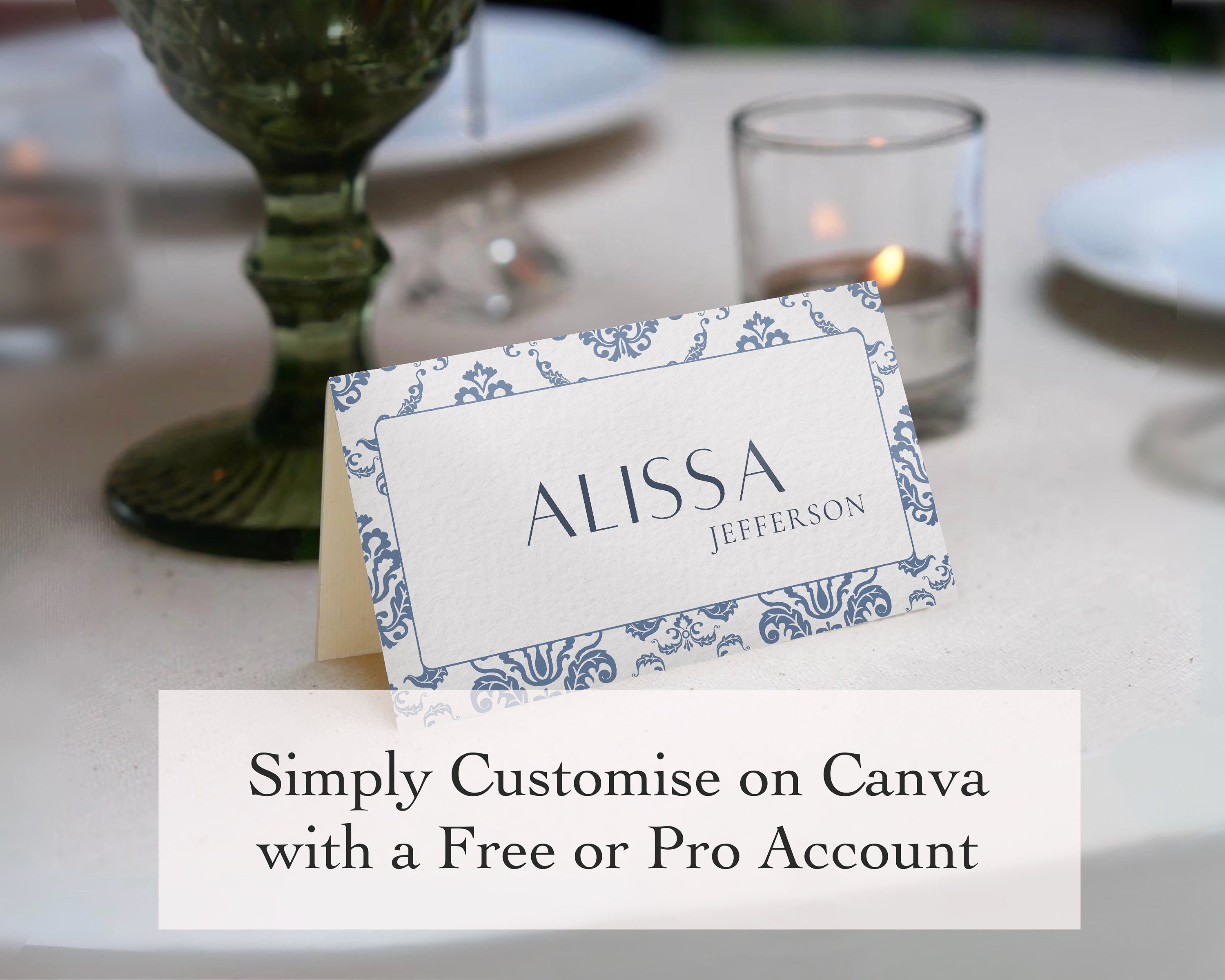 Printable Place Cards, Canva Template Custom Editable, Digital Instant ...