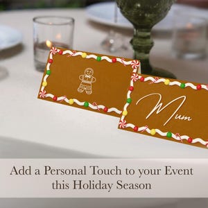 Printable Gingerbread Christmas Place Cards: Editable Canva Template ...