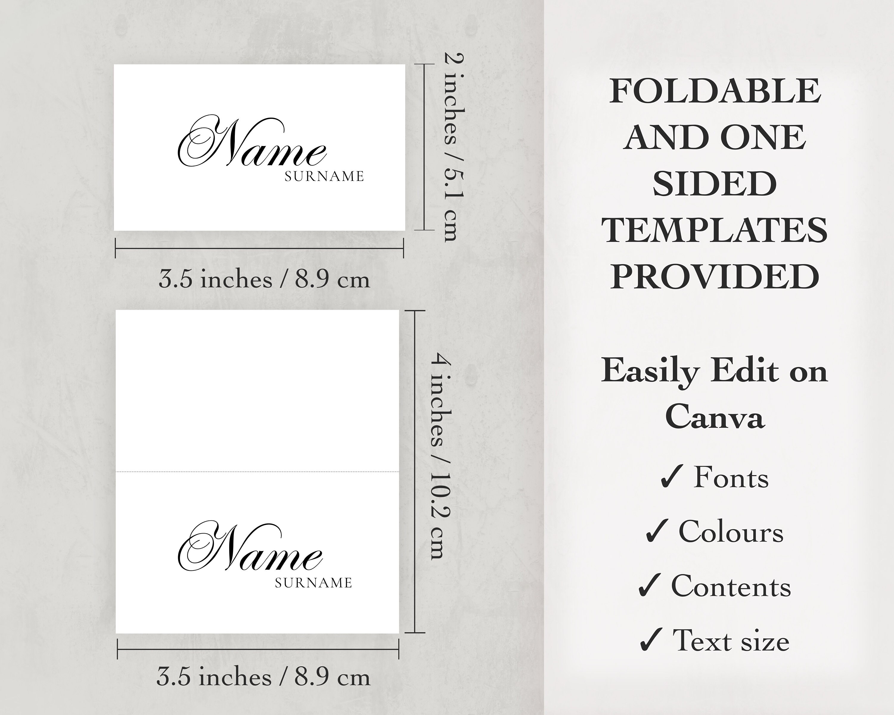 Printable Editable Place Card Canva Template, Custom Elegant Digital ...