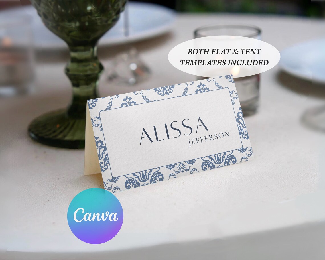 Printable Place Cards: Editable Canva Template Mediterranean Inspired ...