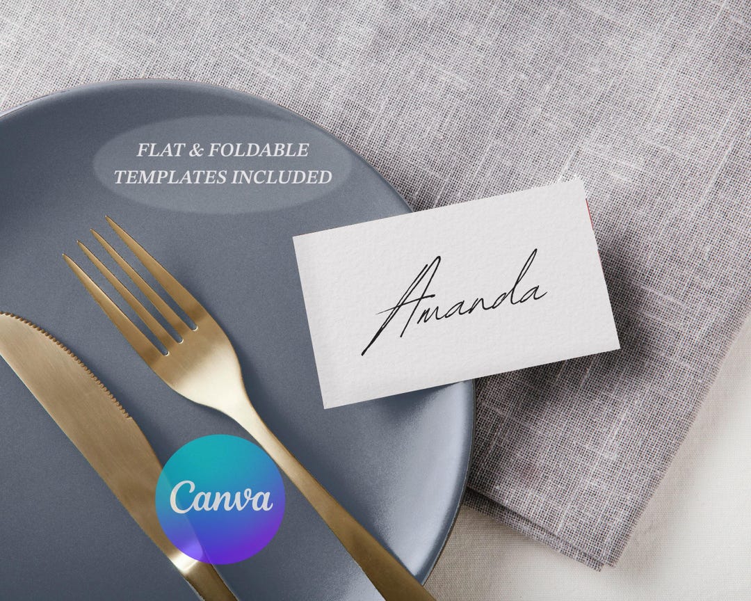 Printable Place Card Template: Minimalist Wedding or Party Dinner Name ...