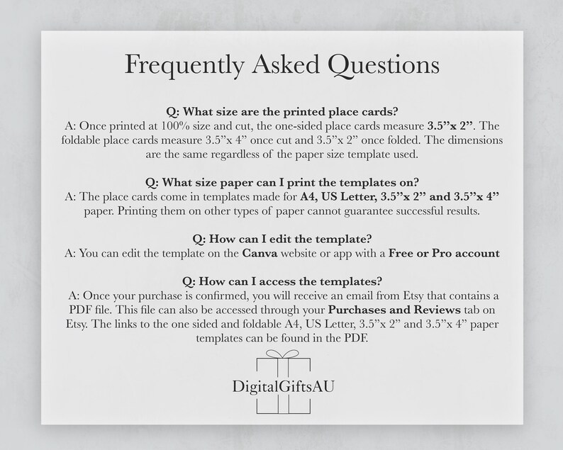 Printable Place Cards, Custom Editable Canva Template and Elegant ...