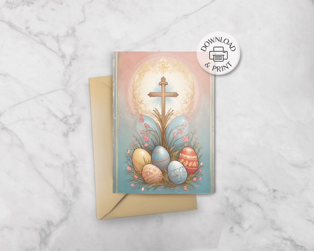 Printable Easter Card Instant Download Cute Pastel Digital Greeting ...