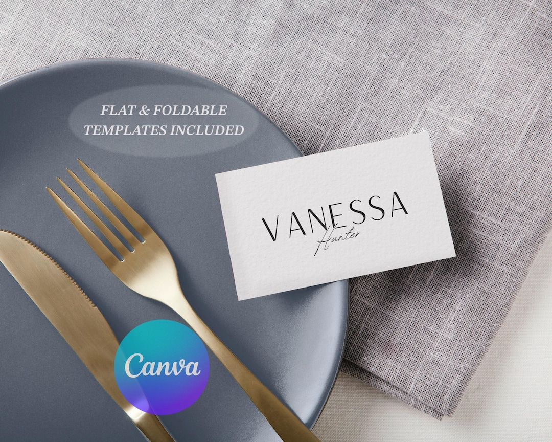 Printable Place Card Template: DIY Editable Canva Design, Classy and ...