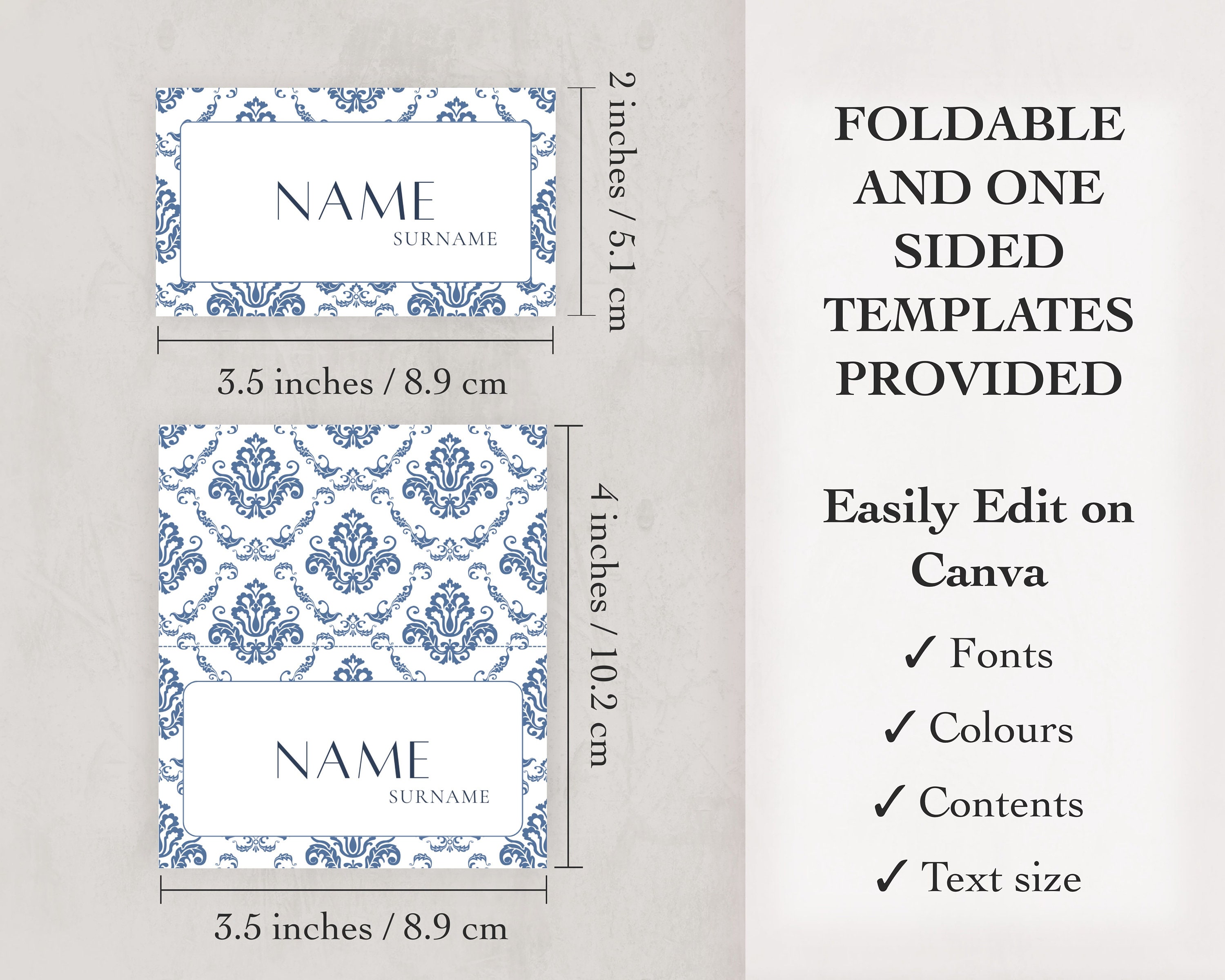 Printable Place Cards, Custom Editable Canva Template and Elegant ...