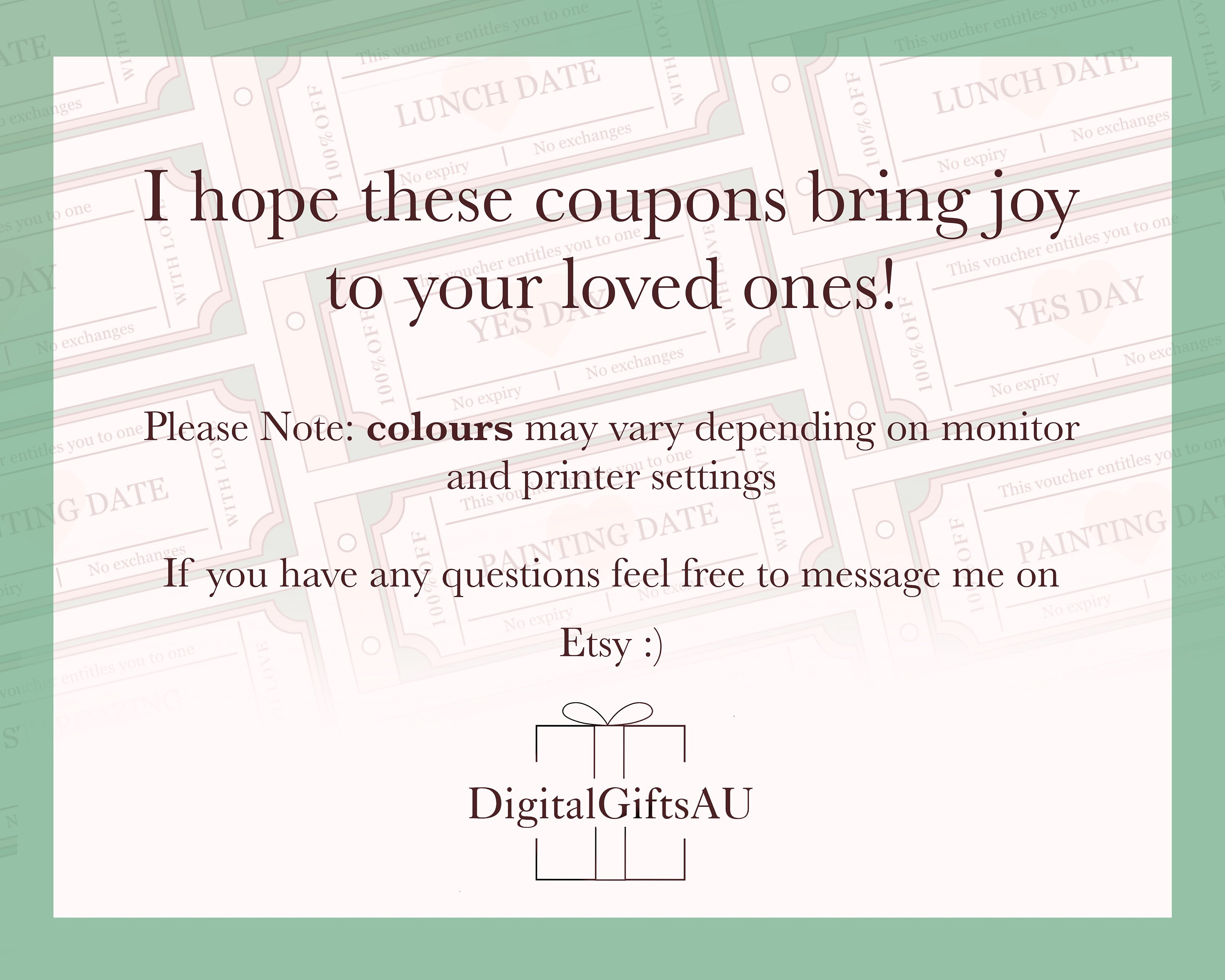 40 Printable Love Coupons for Couple |digital Blank Love Vouchers ...