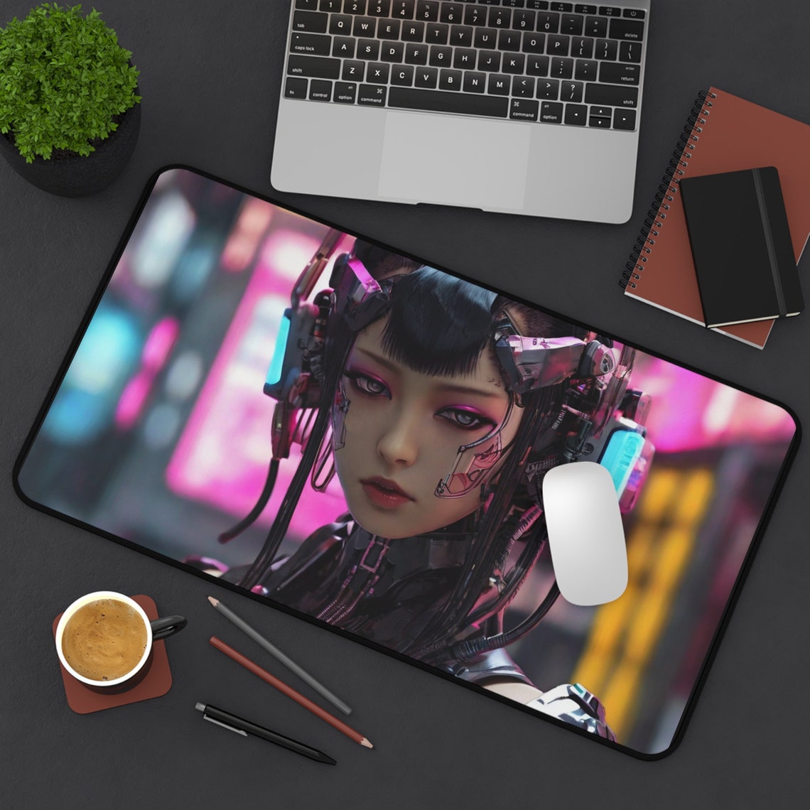 Cyberpunk Female Vaporwave Robot Desk Mat - Etsy