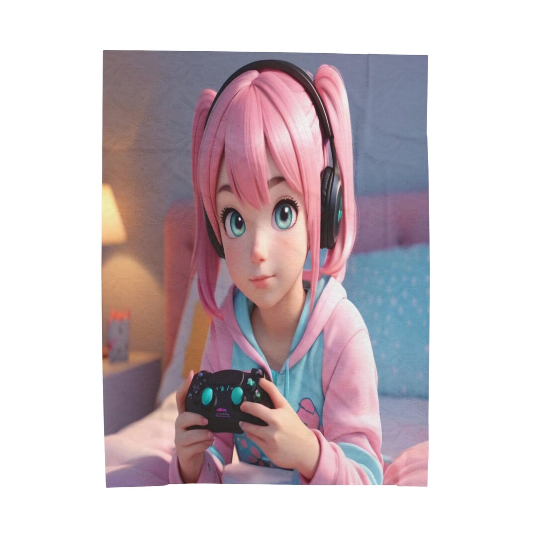 Lil Pinky Gaming Before Bed Time Velveteen Plush Blanket - Etsy