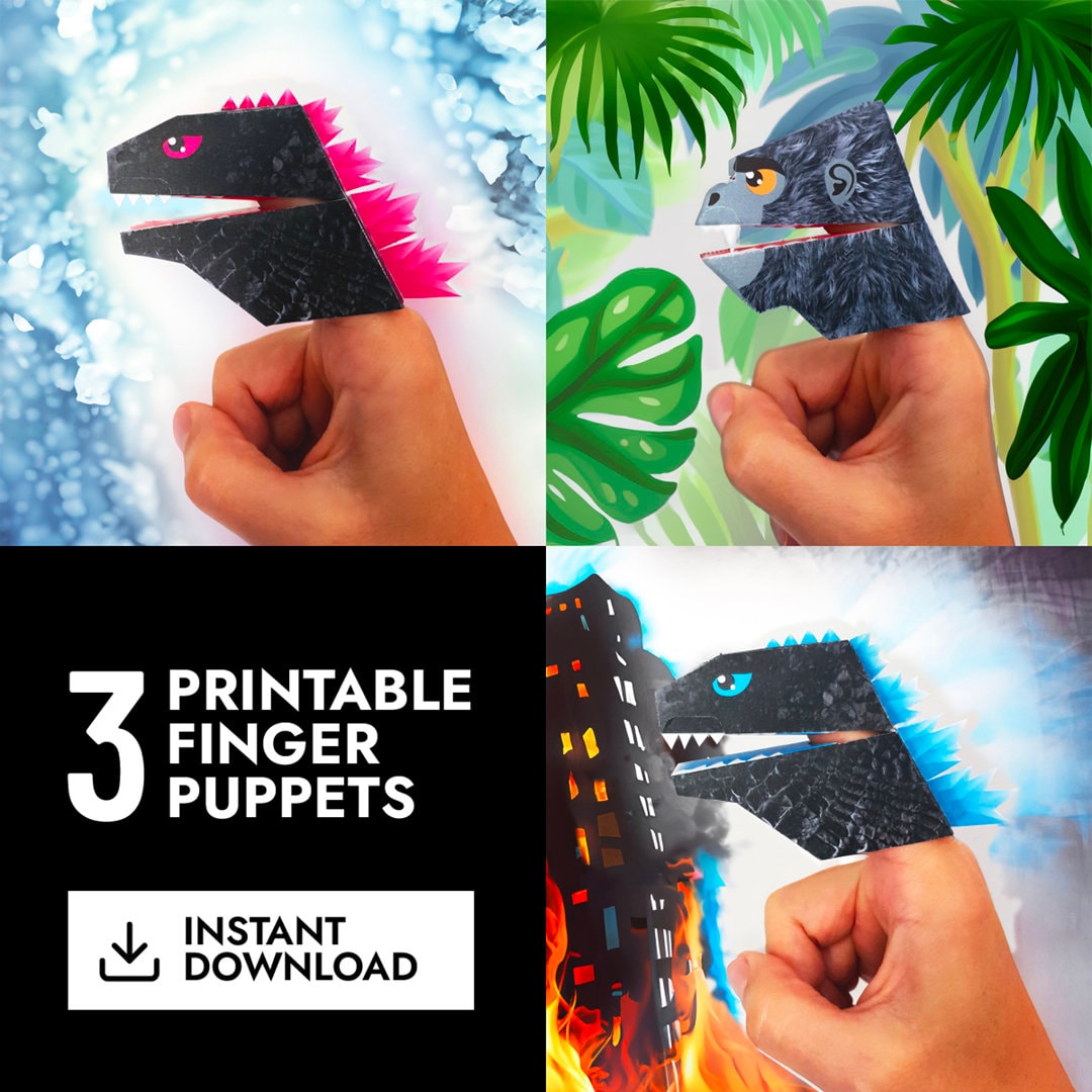 Godzilla X King Kong - 3-in-1 Printable Finger Puppets Templates - Etsy