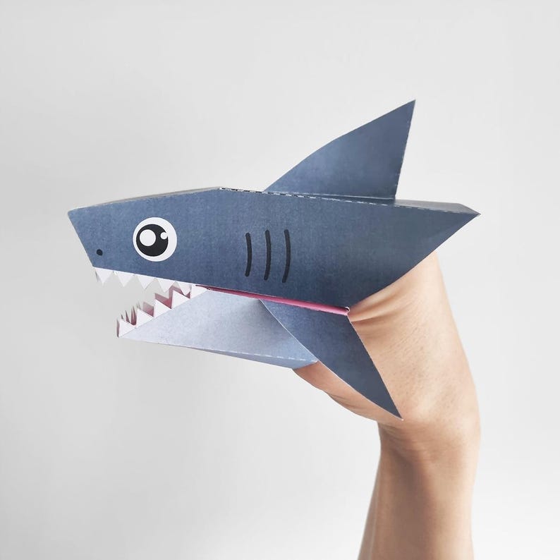 Mini Megalodon Printable Shark Puppet, Kids Paper Craft Activity ...