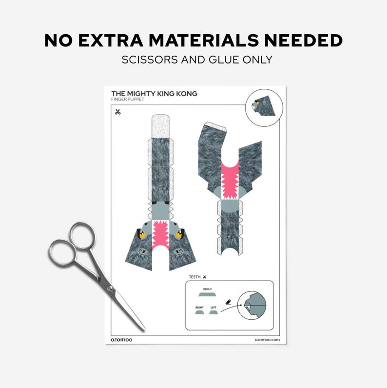 King Kong - Printable Finger Puppet Template - Etsy