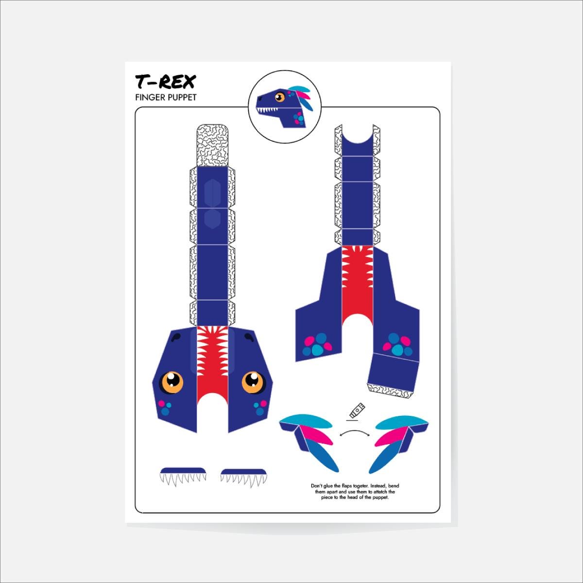 Printable T-rex Finger Puppet - Purple - DIY Dinosaur Puppet - Kids ...