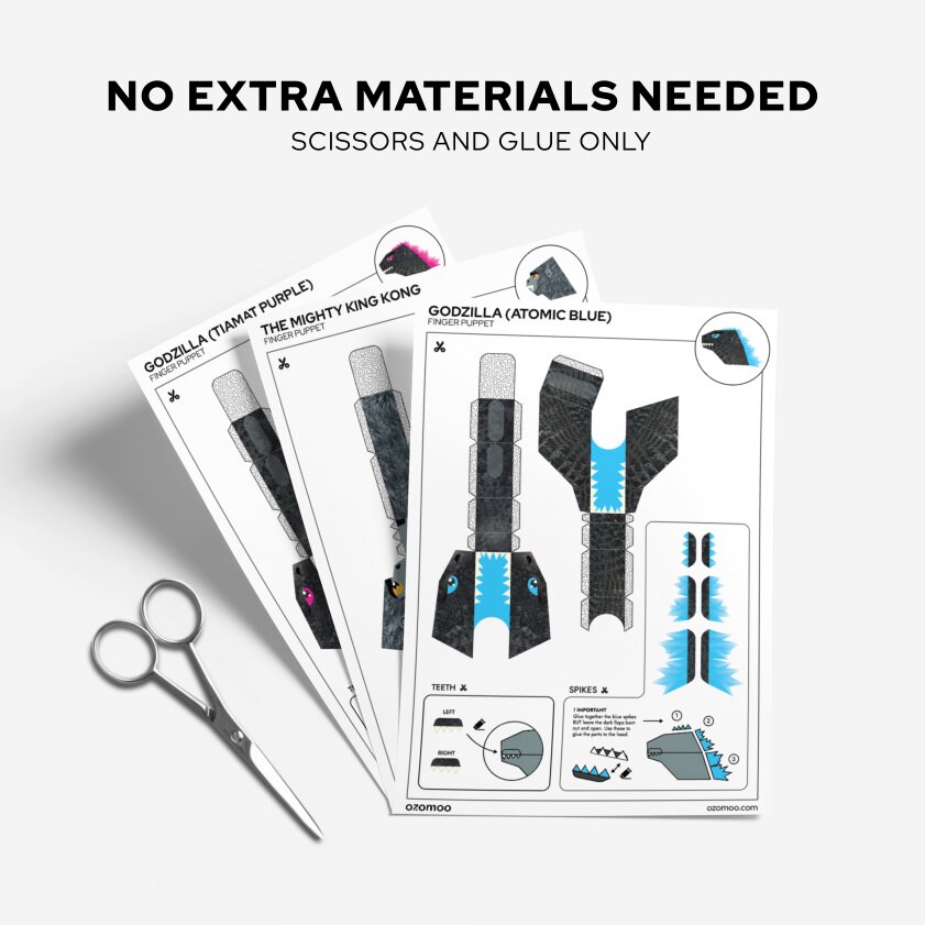 Godzilla X King Kong - 3-in-1 Printable Finger Puppets Templates - Etsy
