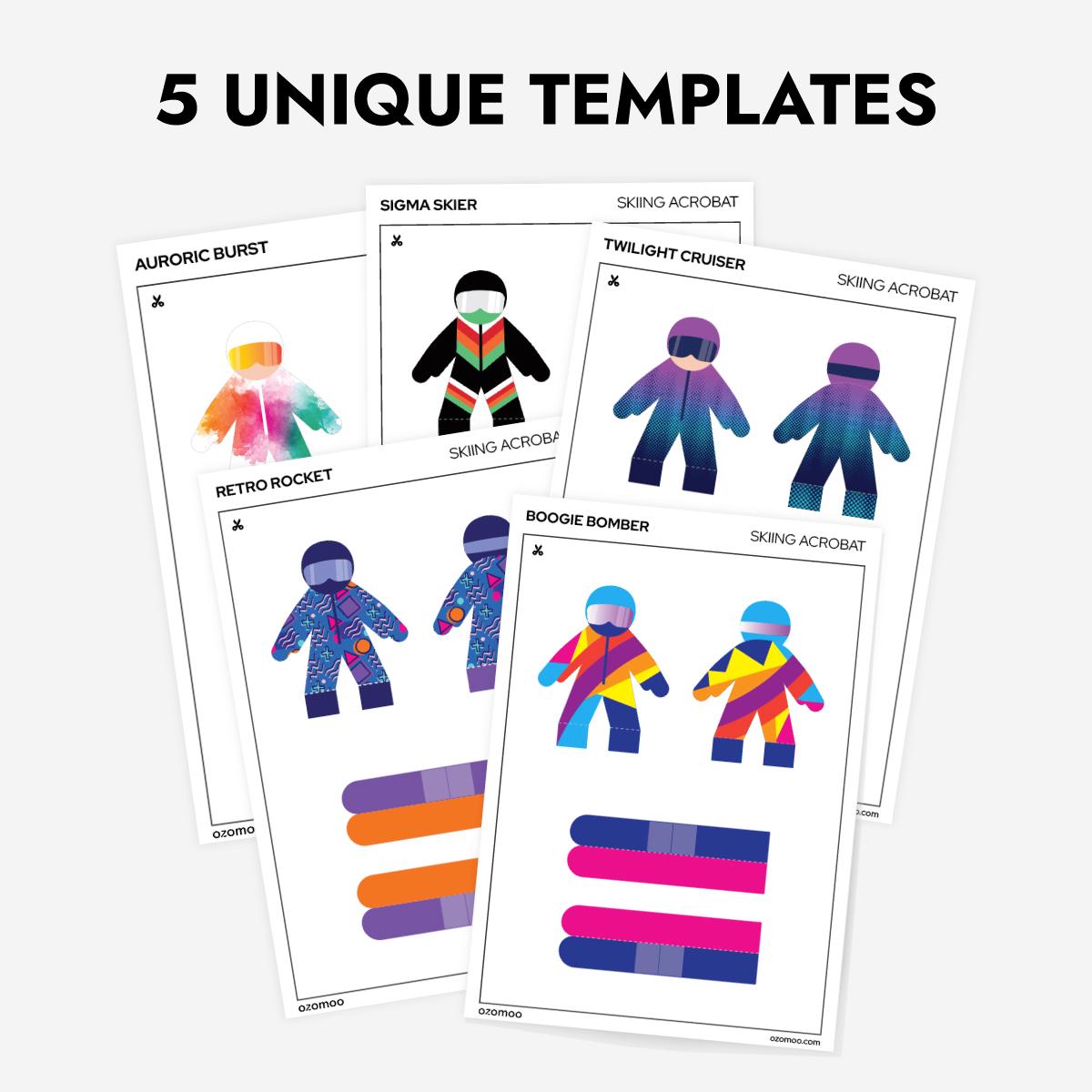 Winter Games 5-pack: Printable Paper Skiers - Team Competition Craft - Etsy