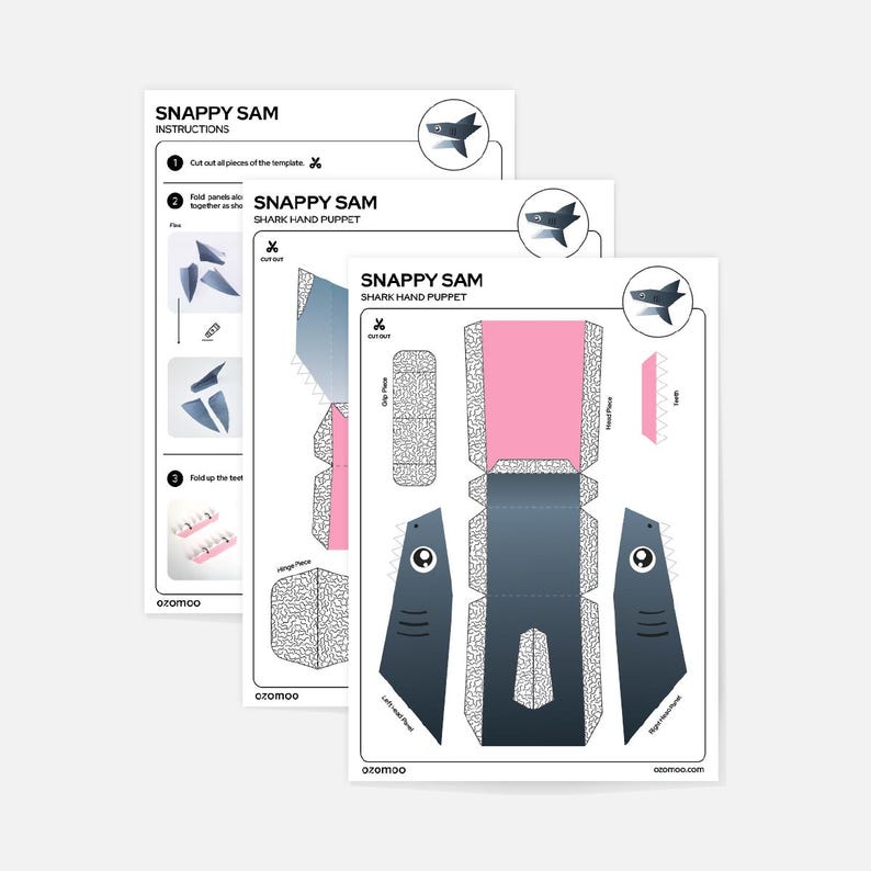 Mini Megalodon Printable Shark Puppet, Kids Paper Craft Activity ...