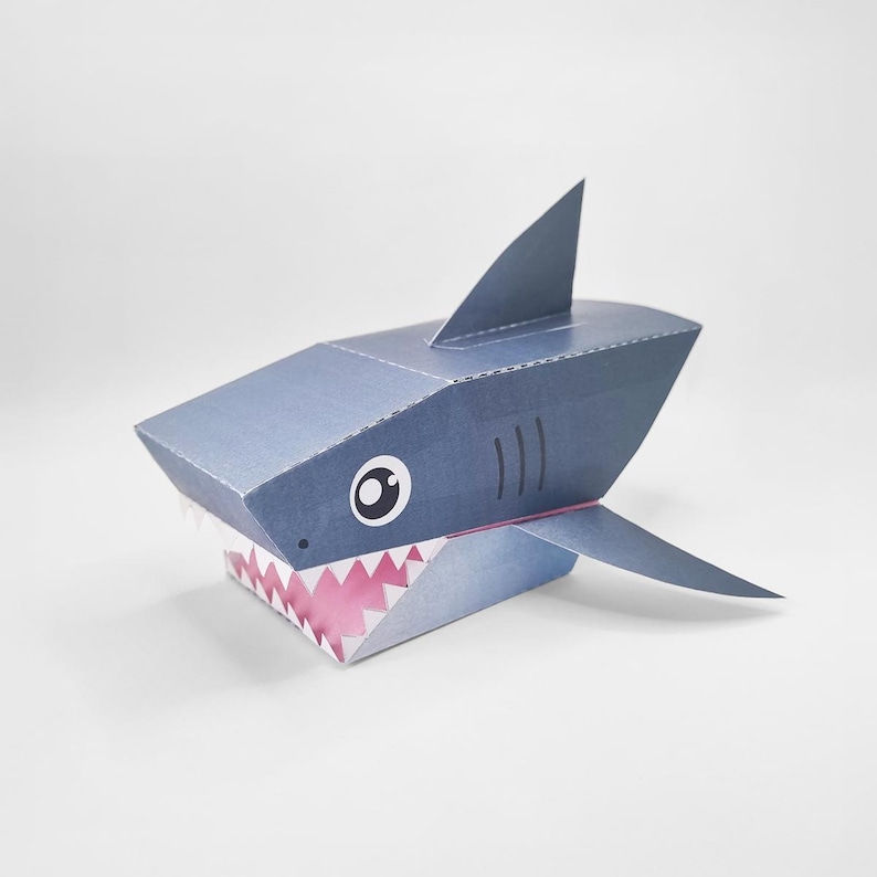 Mini Megalodon Printable Shark Puppet, Kids Paper Craft Activity ...