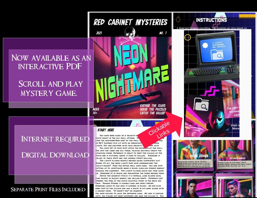 Neon Nightmare Escape Room Mystery Game Download - Etsy
