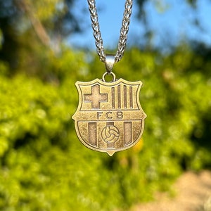 FC Barcelona Necklace Soccer Chain and Team Badge Pendant - Etsy