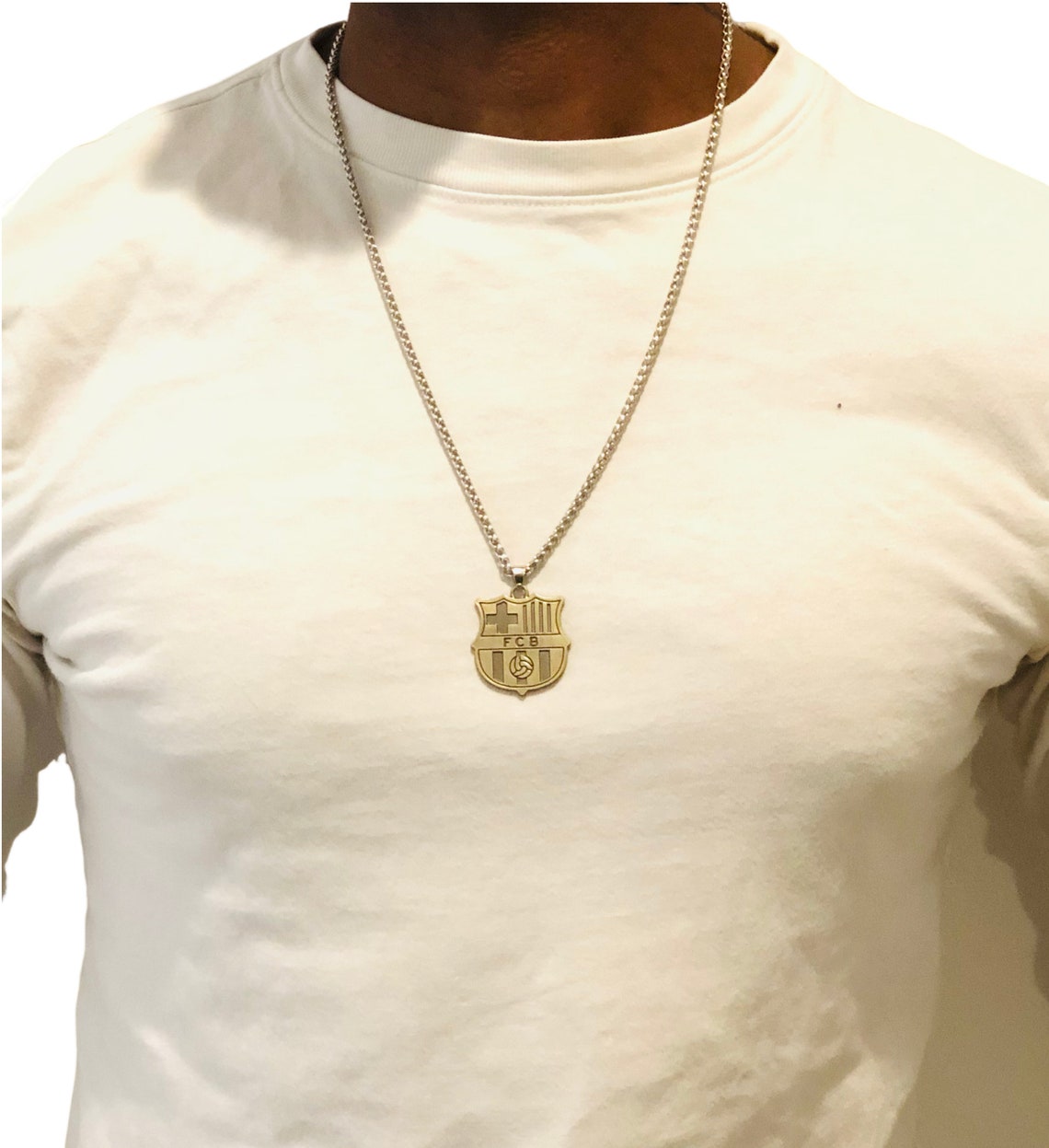 FC Barcelona Necklace Soccer Chain and Team Badge Pendant - Etsy