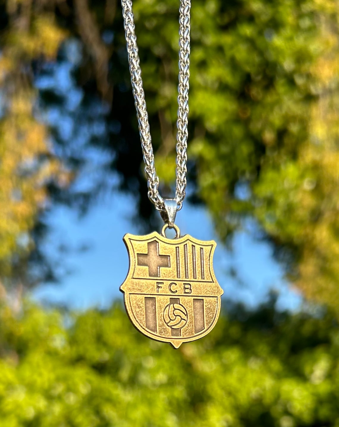 FC Barcelona Necklace Soccer Chain and Team Badge Pendant - Etsy