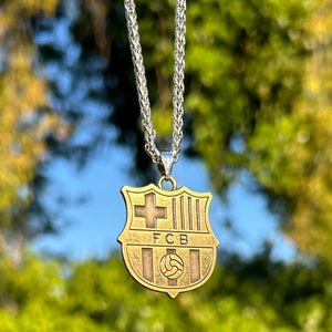 FC Barcelona Necklace Soccer Chain and Team Badge Pendant - Etsy