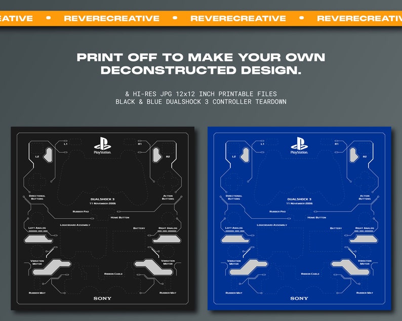Playstation Dualshock 3 Controller Teardown Downloadable Template - Etsy