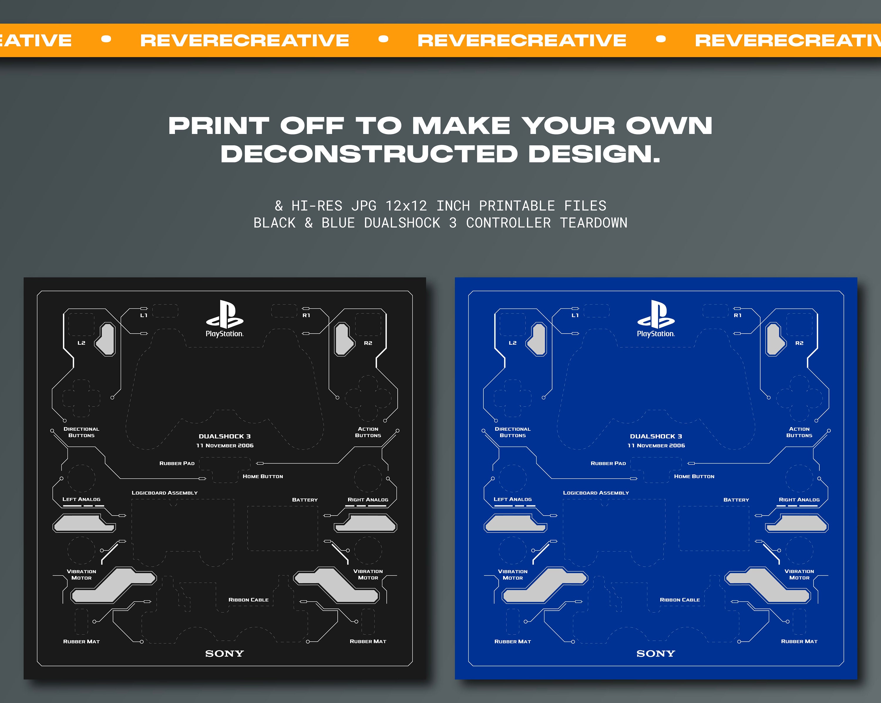 Playstation Dualshock 3 Controller Teardown Downloadable Template - Etsy