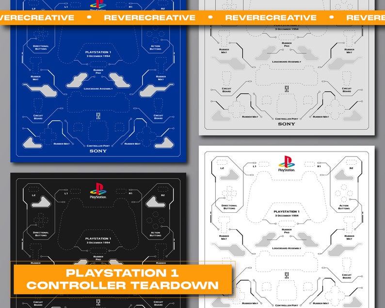 Playstation 1 Controller Teardown Downloadable Template - Etsy